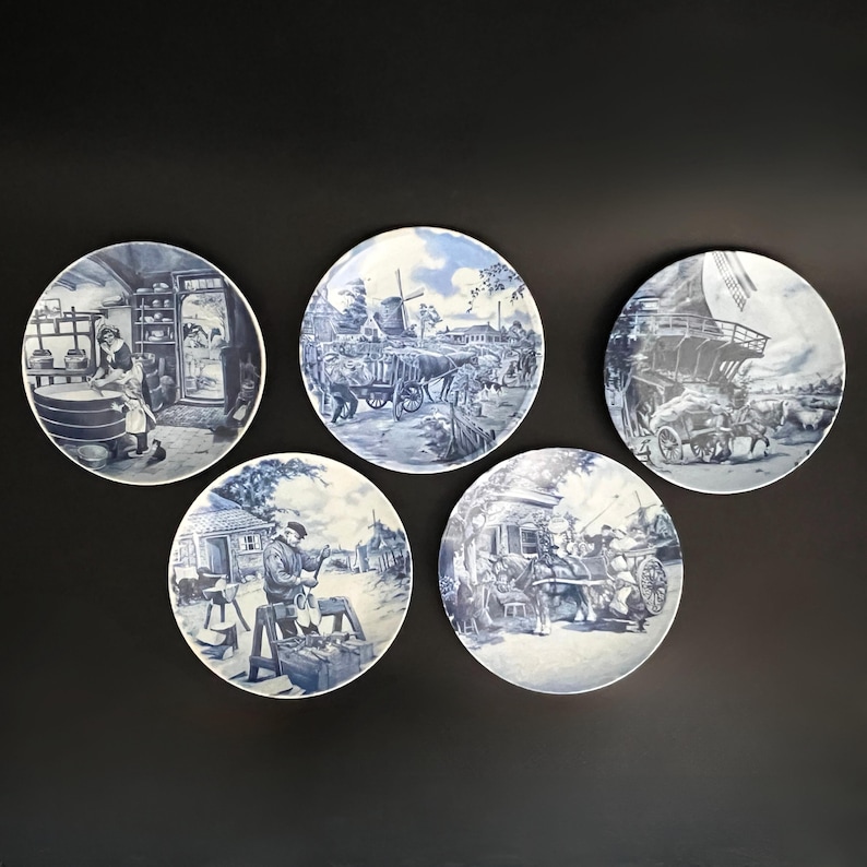 Vintage Delft Blue Wall Plate: Hand-decorated Dutch Scene (9.5 Inch) - Etsy