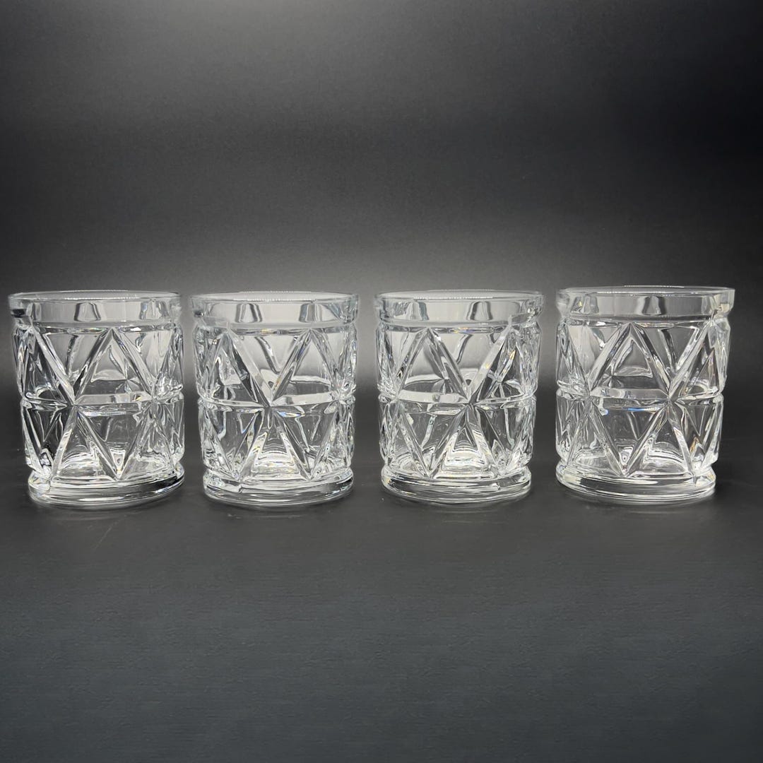 Set of 4 Double Old Fashioned Glasses, Vintage Cocktail Glasses ...
