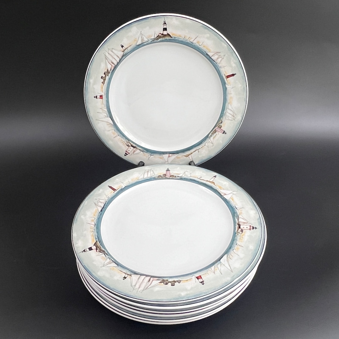 Vintage Set Nautical Dinner Plates by David Carter Brown, BY THE SEA ...