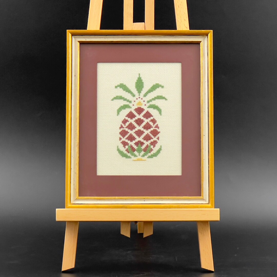 Vintage Framed Pineapple Needlepoint, Framed Pineapple Decor, Pineapple Lover Gift, Pineapple ...