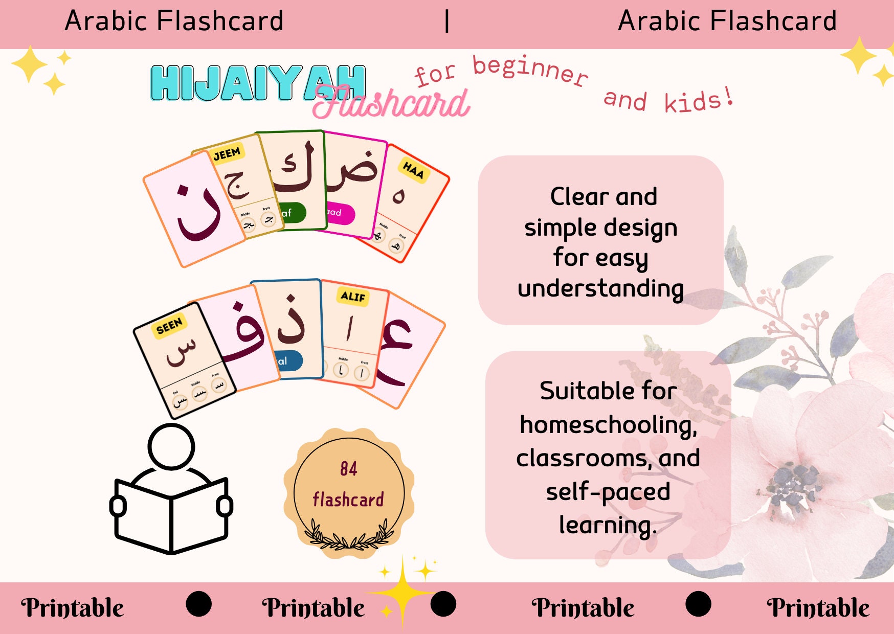 PRINTABLE Arabic Alphabet Flashcards Unlock the Beauty of Learning - Etsy