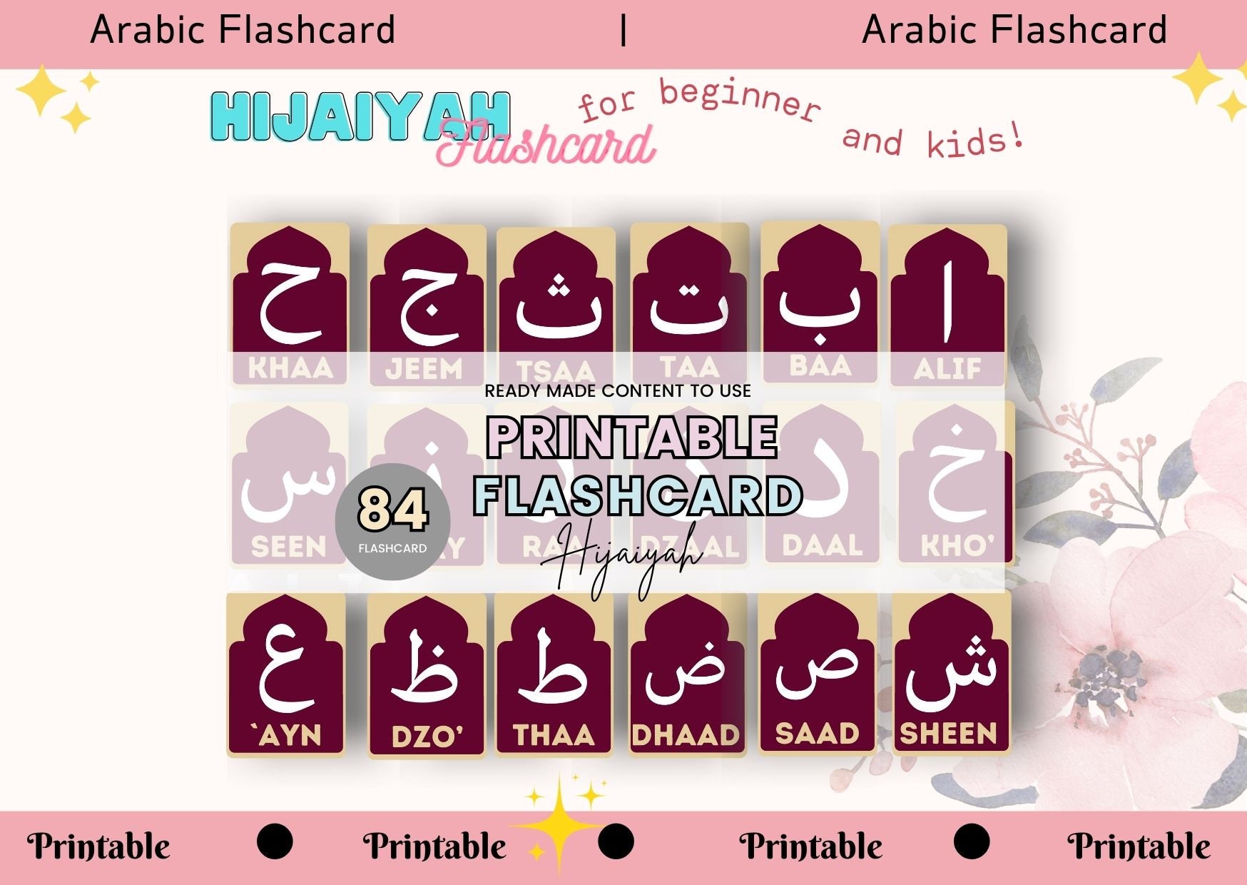 PRINTABLE | Arabic Alphabet Flashcards - Perfect for Beginners and Kids ...