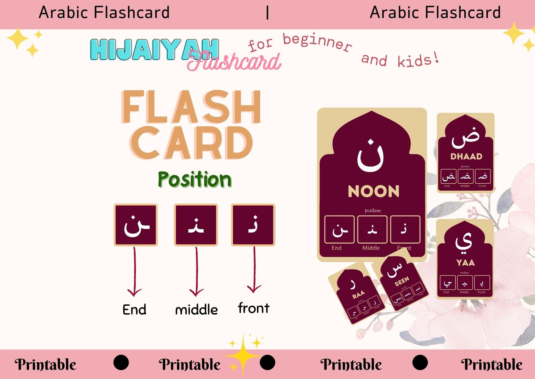 PRINTABLE Arabic Alphabet Flashcards Perfect for Beginners and Kids ...