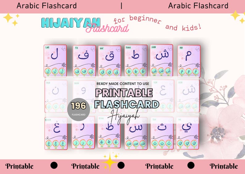 Arabic Alphabet Flashcards: Fun Learning for Kids (printable) - Etsy