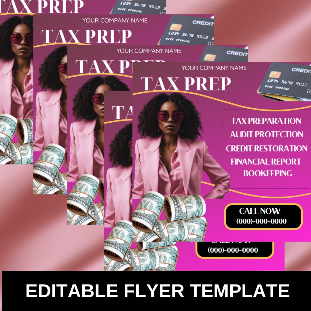 Editable Tax Prep Flyer, Tax Preparation Season, Editable Template ...