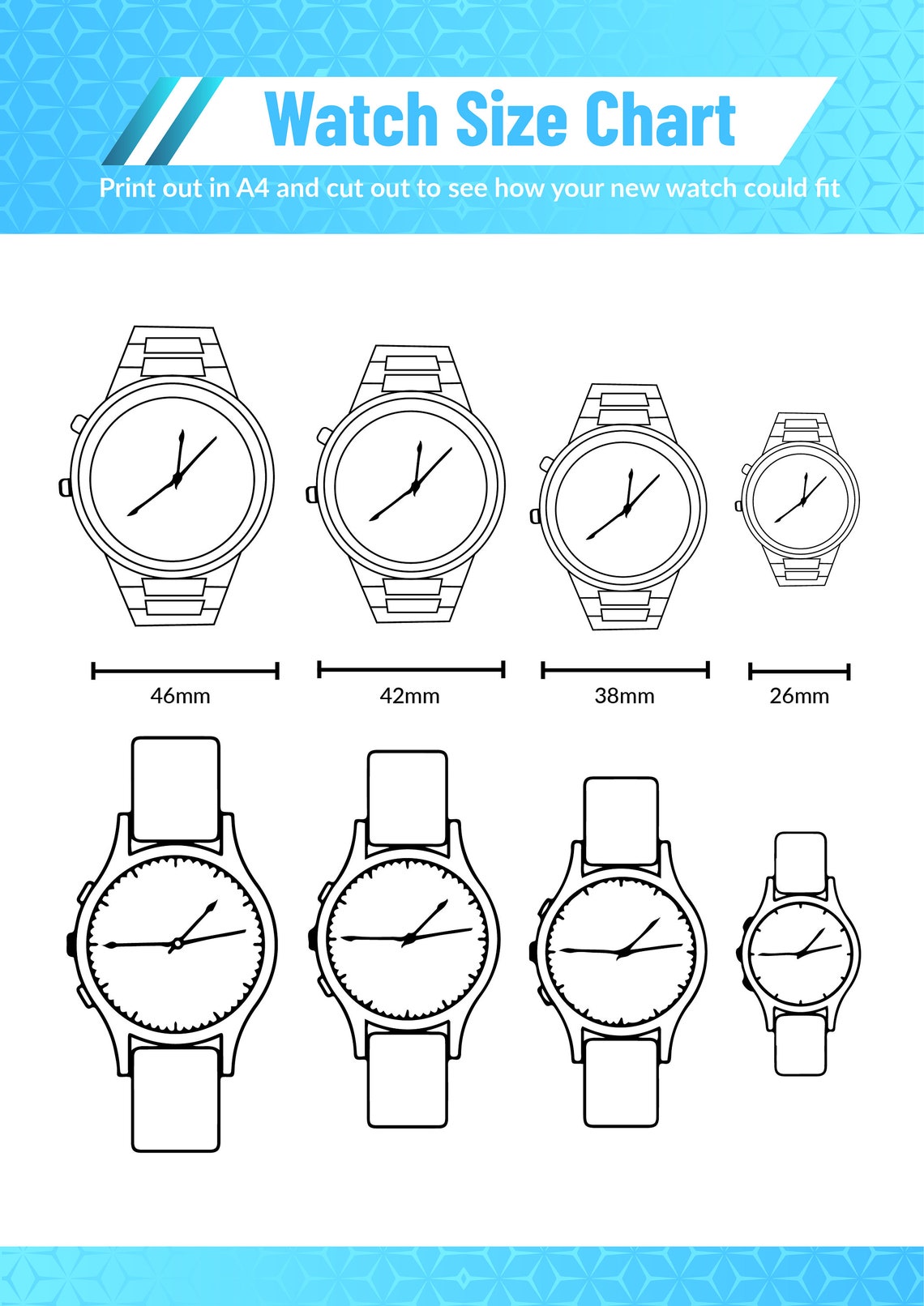 Watch Size Chart Printable - Etsy