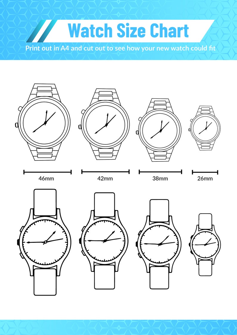 Watch Size Chart Printable - Etsy