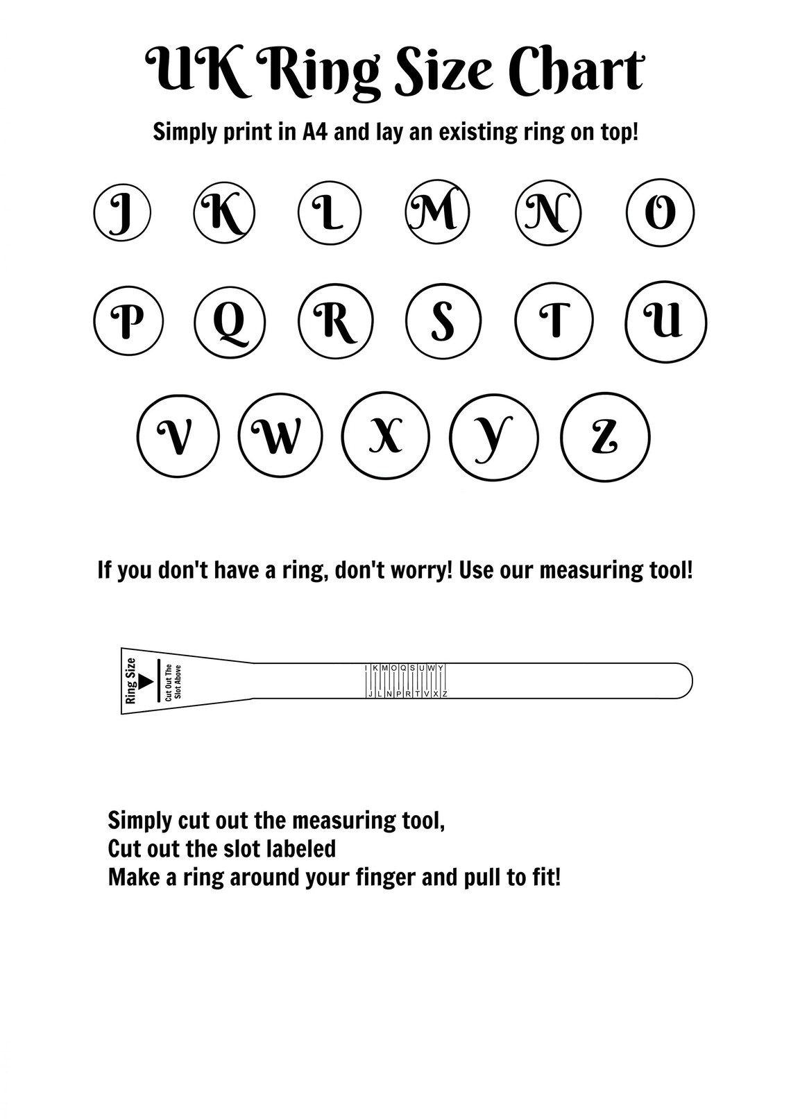 Printable UK Ring Size Chart - Etsy