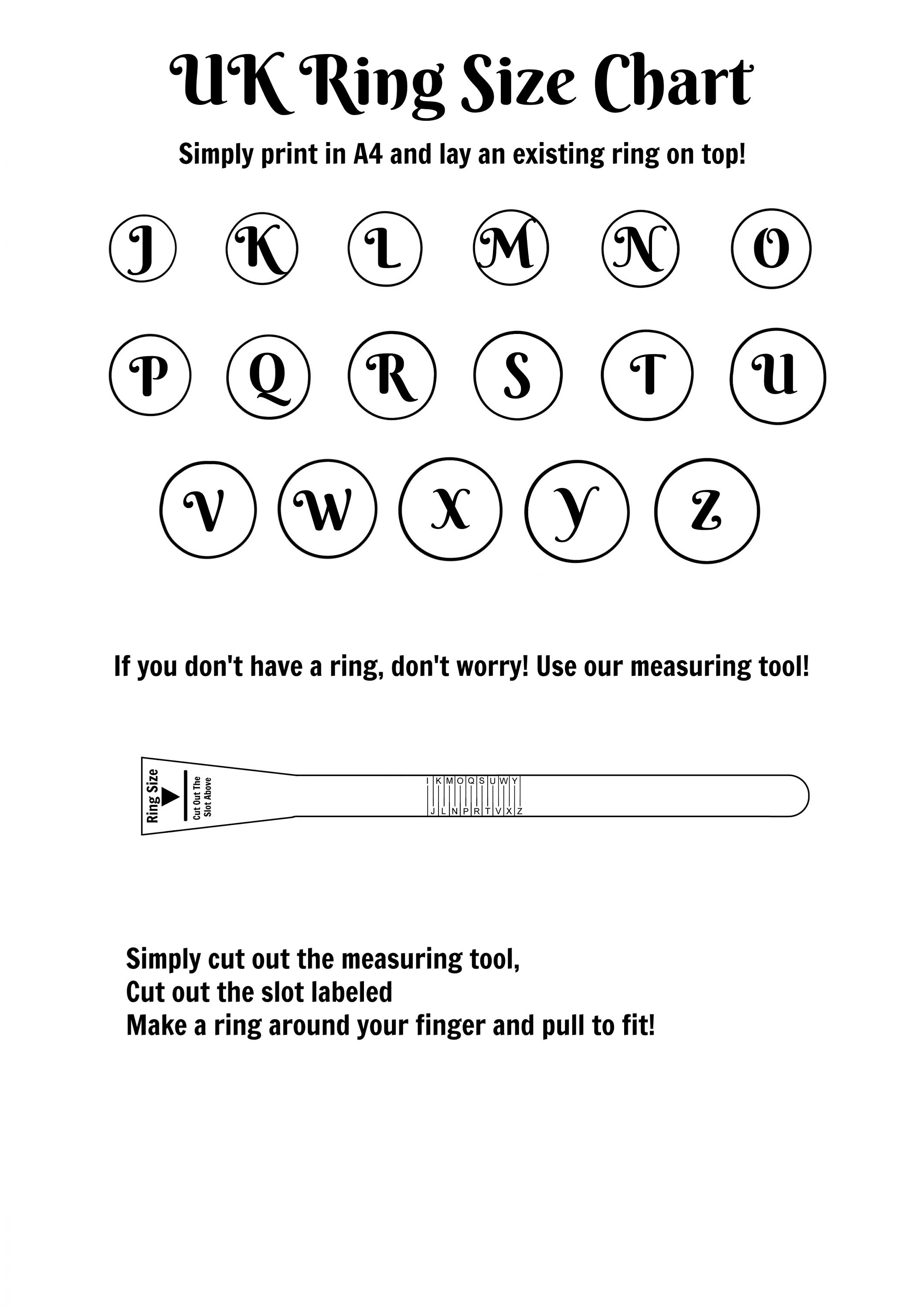 Printable UK Ring Size Chart Etsy UK