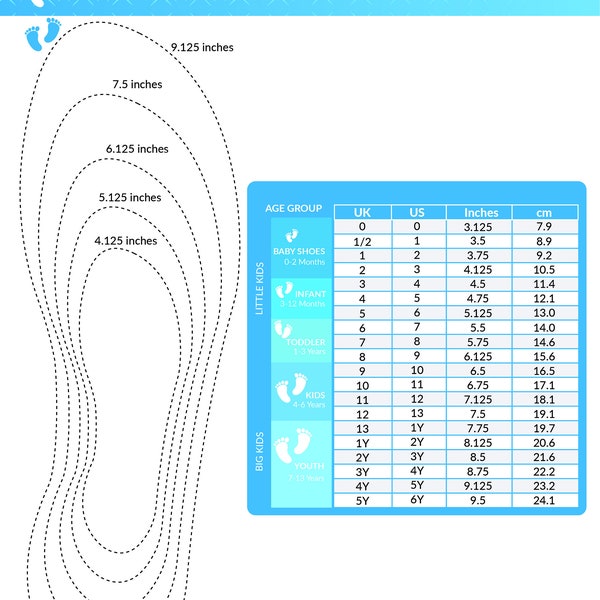 Kids Shoe Size Chart - Etsy