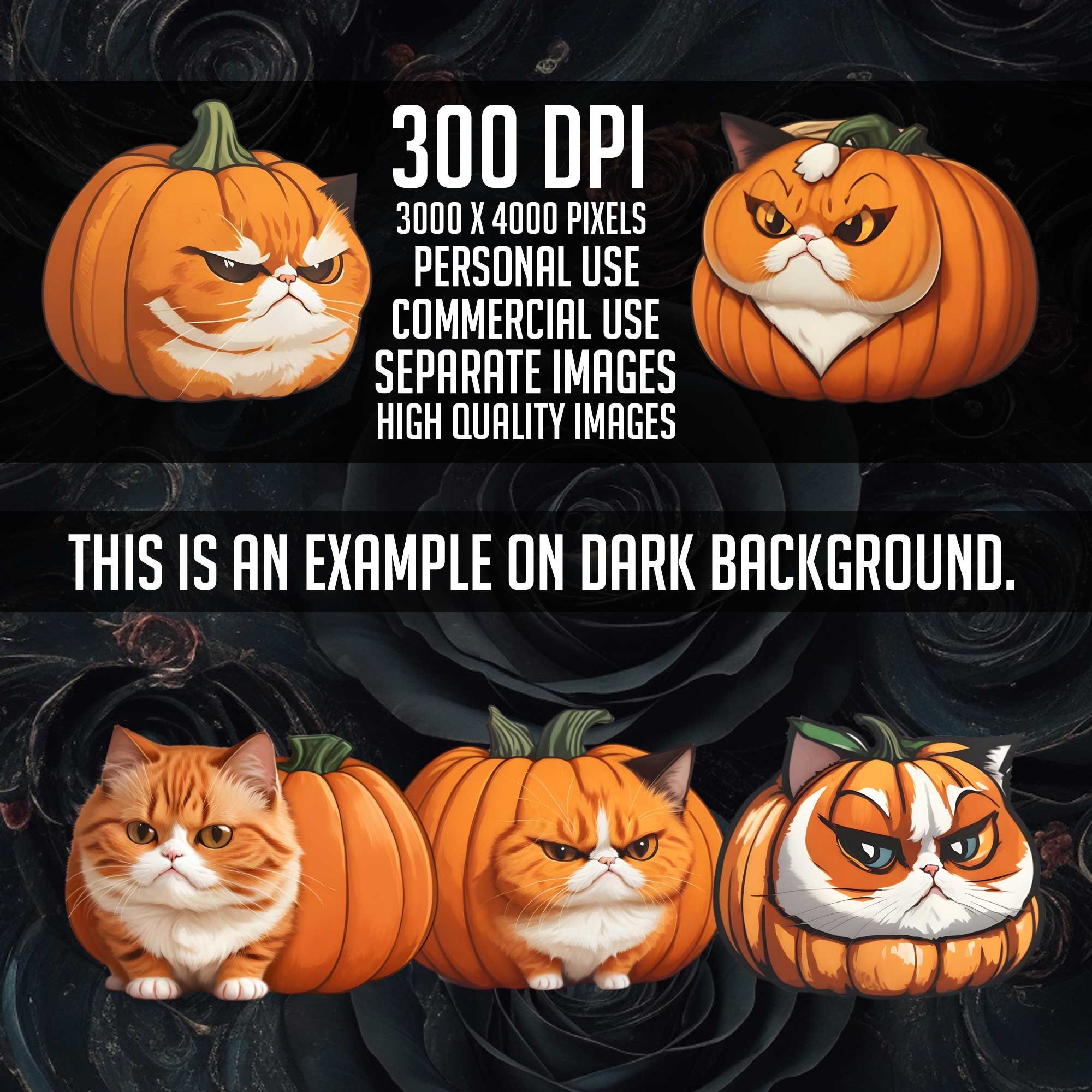 11 Grumpy Halloween Pumpkin Cat PNG Bundle Grumpy Cats - Etsy