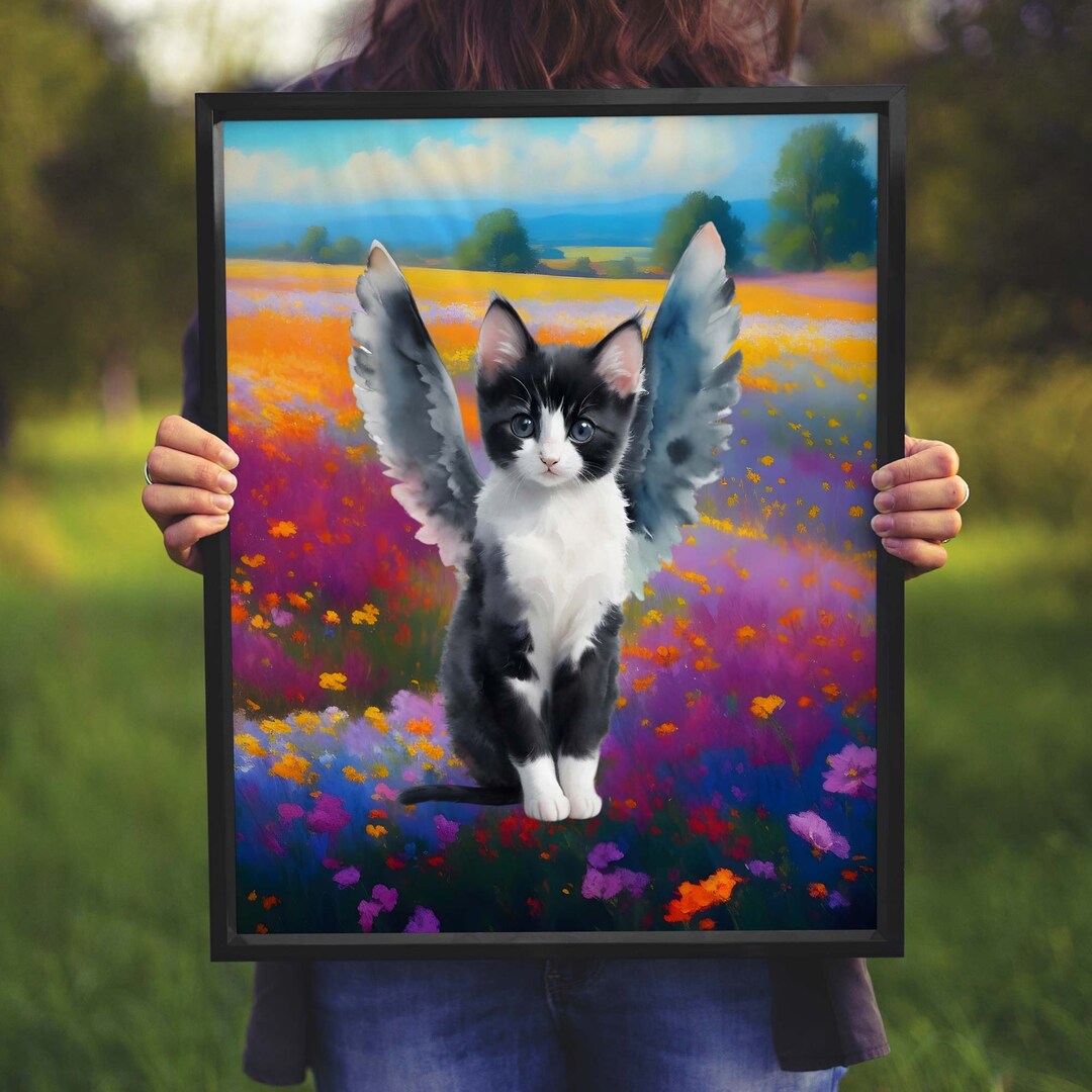 Loving Cat Angel | Cat Art Print | Instant Digital Download - Etsy