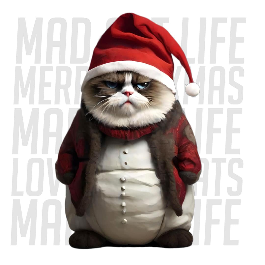 Christmas Cat Png, Merry Christmas Png, Cat Png, Grumpy Cat Clipart ...