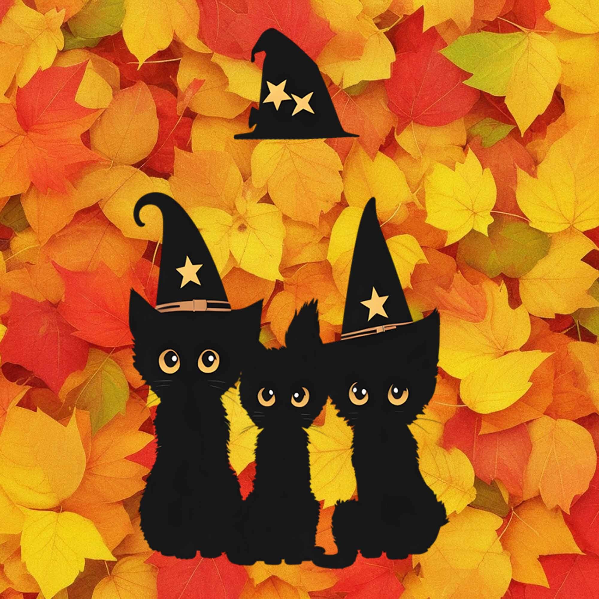 Witch Cat Halloween PNG Black Cat Halloween Cat Clipart Printable ...