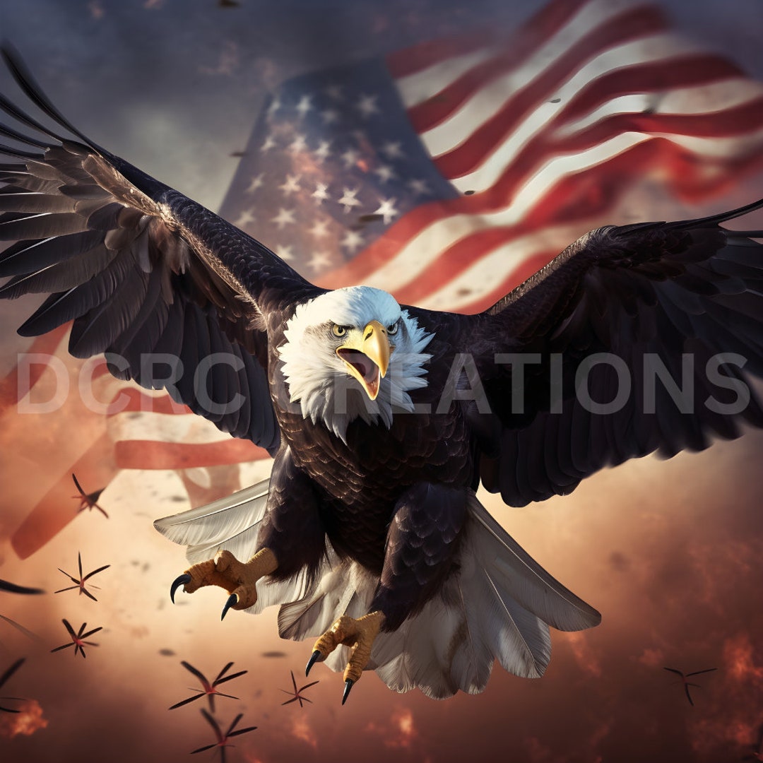 Patriotic American Flag Bald Eagle Print/american Flag Print/veteran ...