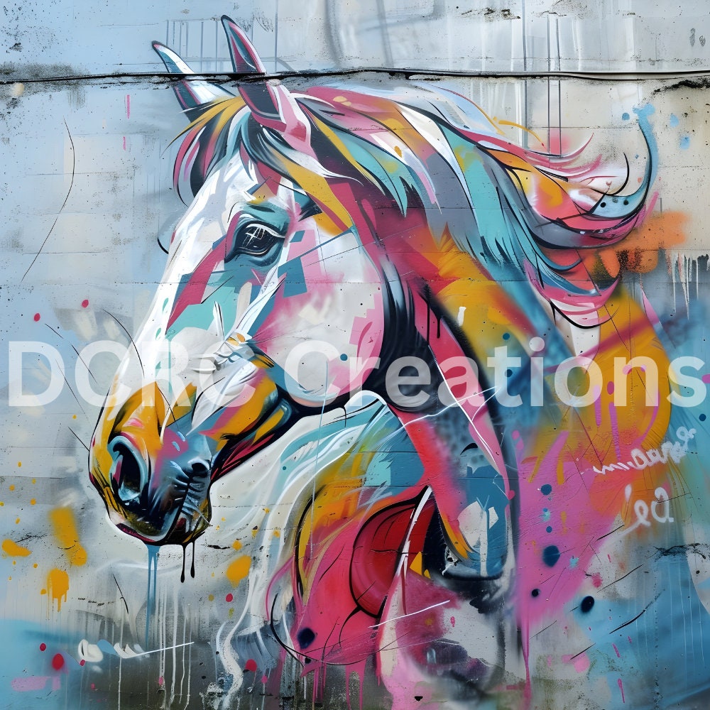 Painted Graffiti Wall of a Horse Print/graffiti Art/graffiti Horse ...
