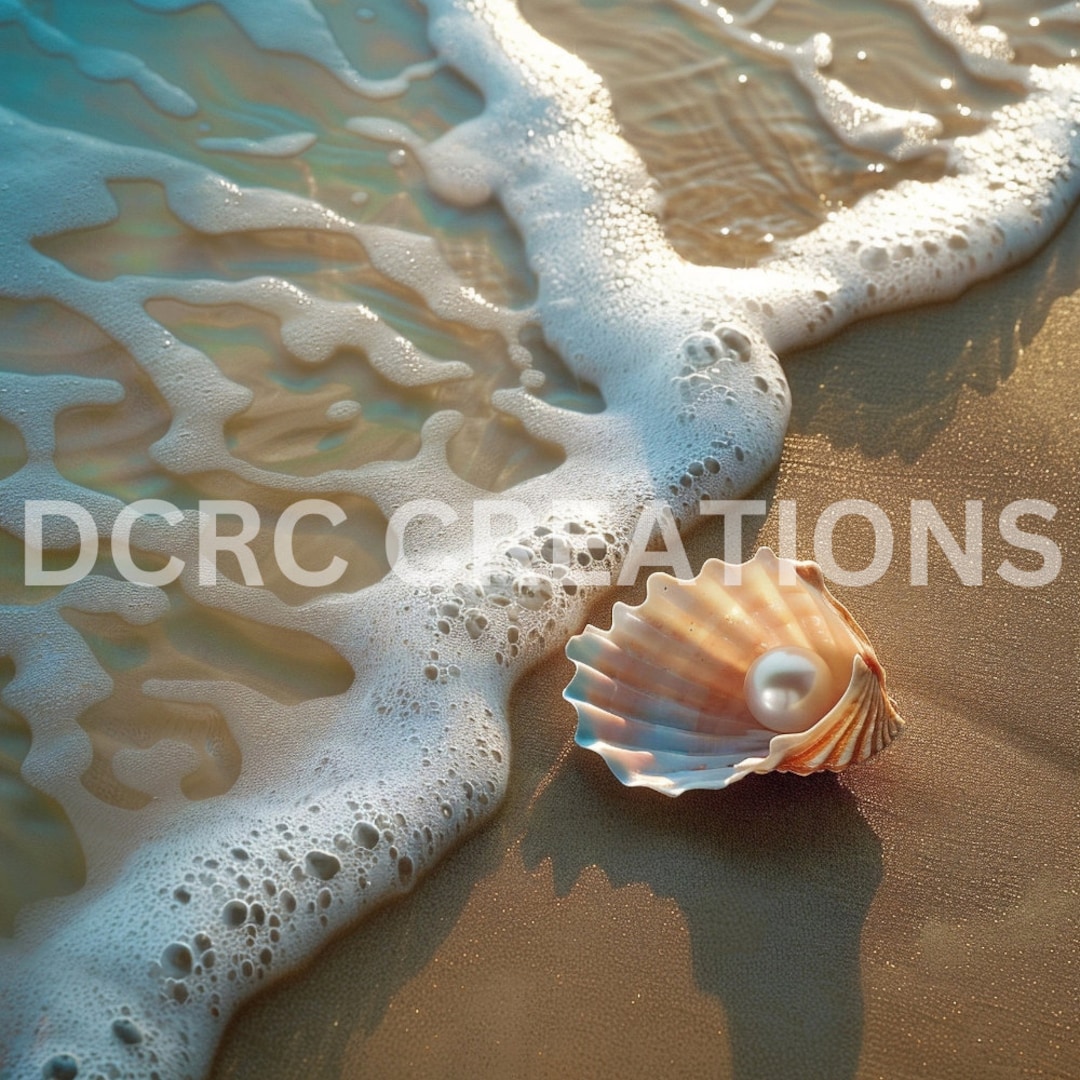 Ocean Pearl With Seashell Beach Print/pearl in Shell Print/beach ...