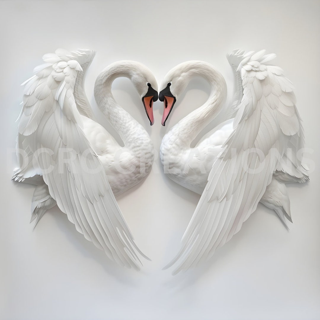 Two Stunning Swans in the Shape of a Heart Print/swans in the Shape of ...