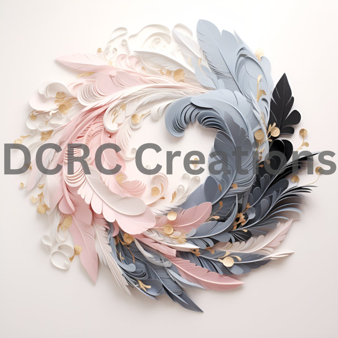 Circular Arrangement of Colorful Feathers Digital Print/circular ...