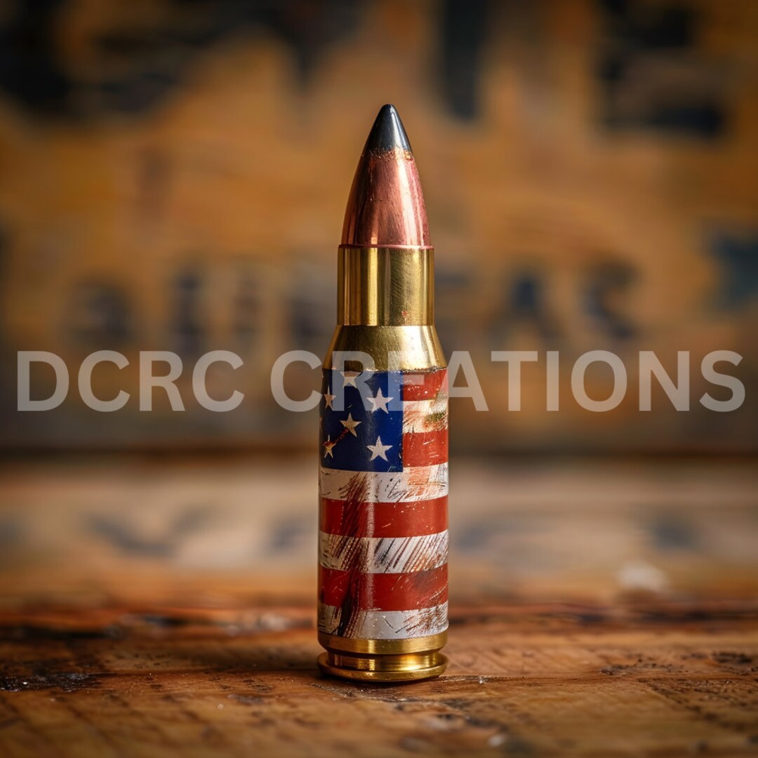 Patriotic American Flag Wrapped Bullet Print/patriotic Bullet/military ...