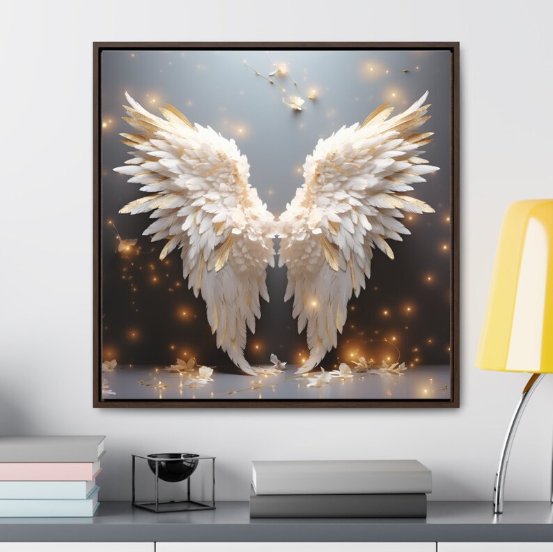 Stunning,ornate Angel Wings With White Roses Art Print/angel Wings ...