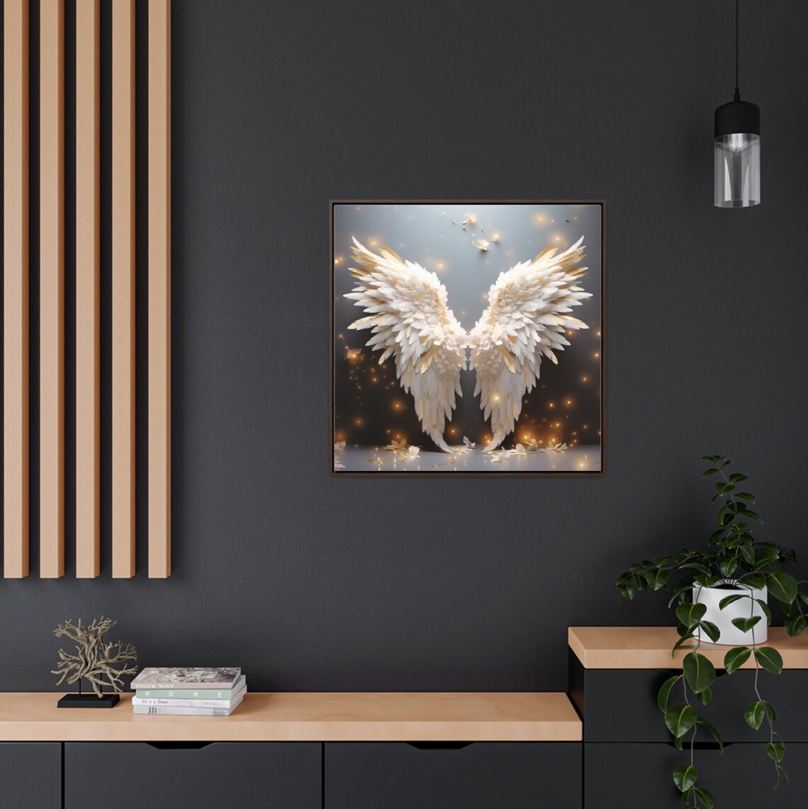 Stunning,ornate Angel Wings With White Roses Art Print/angel Wings ...