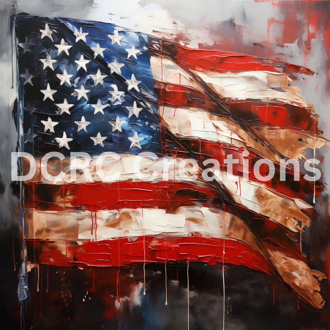 American Flag Oil Painting Digital Print/american - Etsy