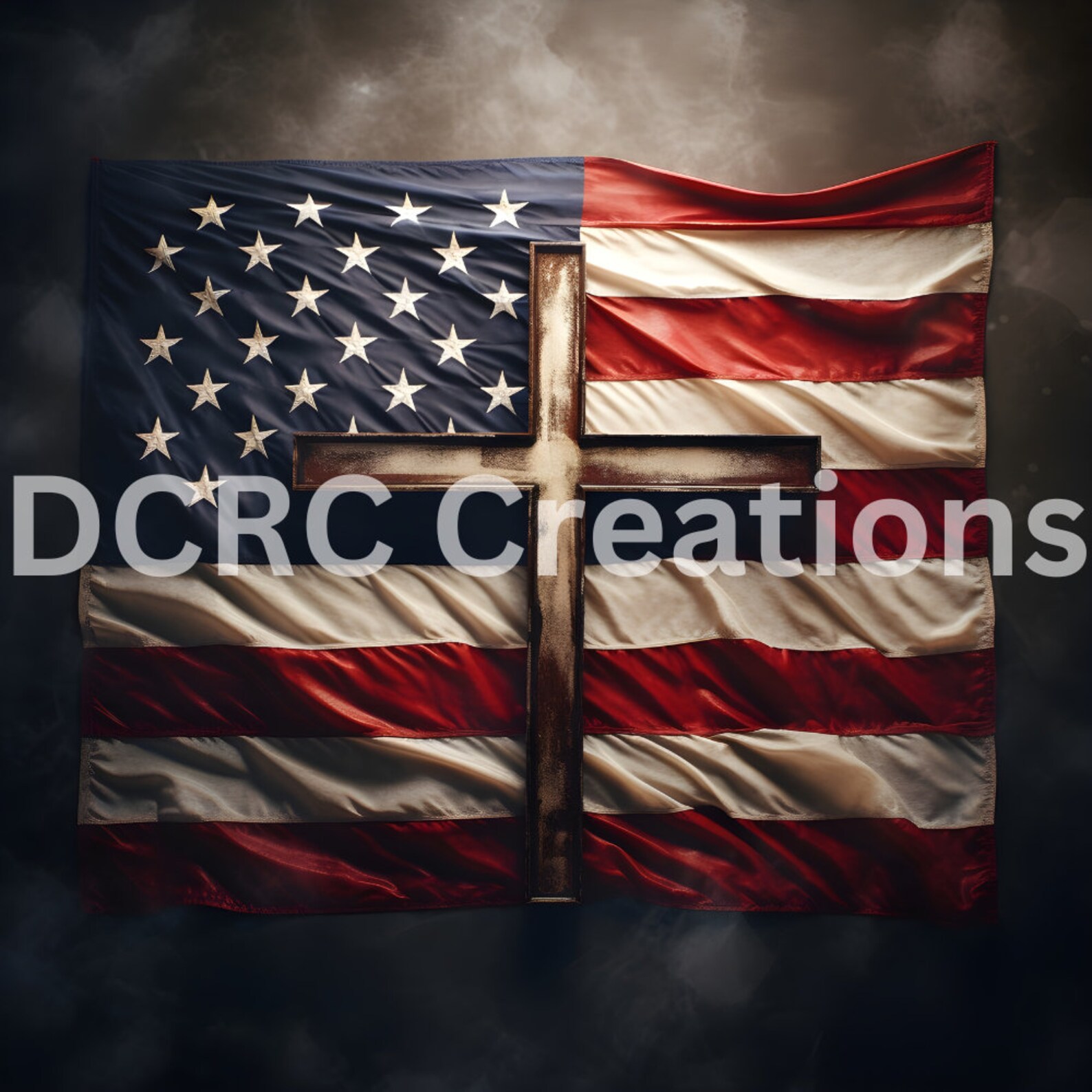 American Flag Draped Over Christian Cross Print/patriotic/christian ...
