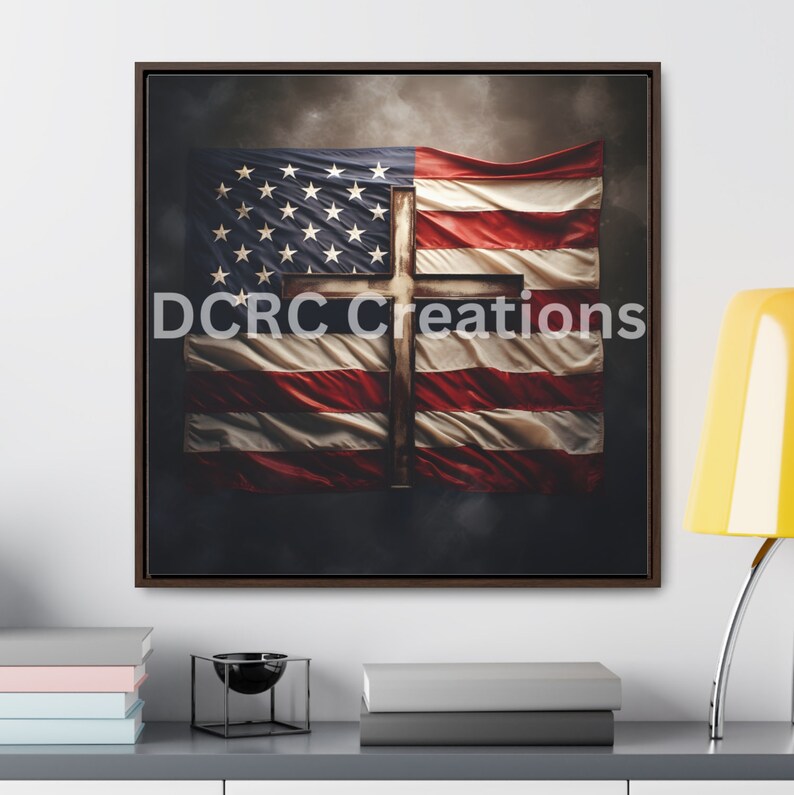 American Flag Draped Over Christian Cross Print/patriotic/christian ...