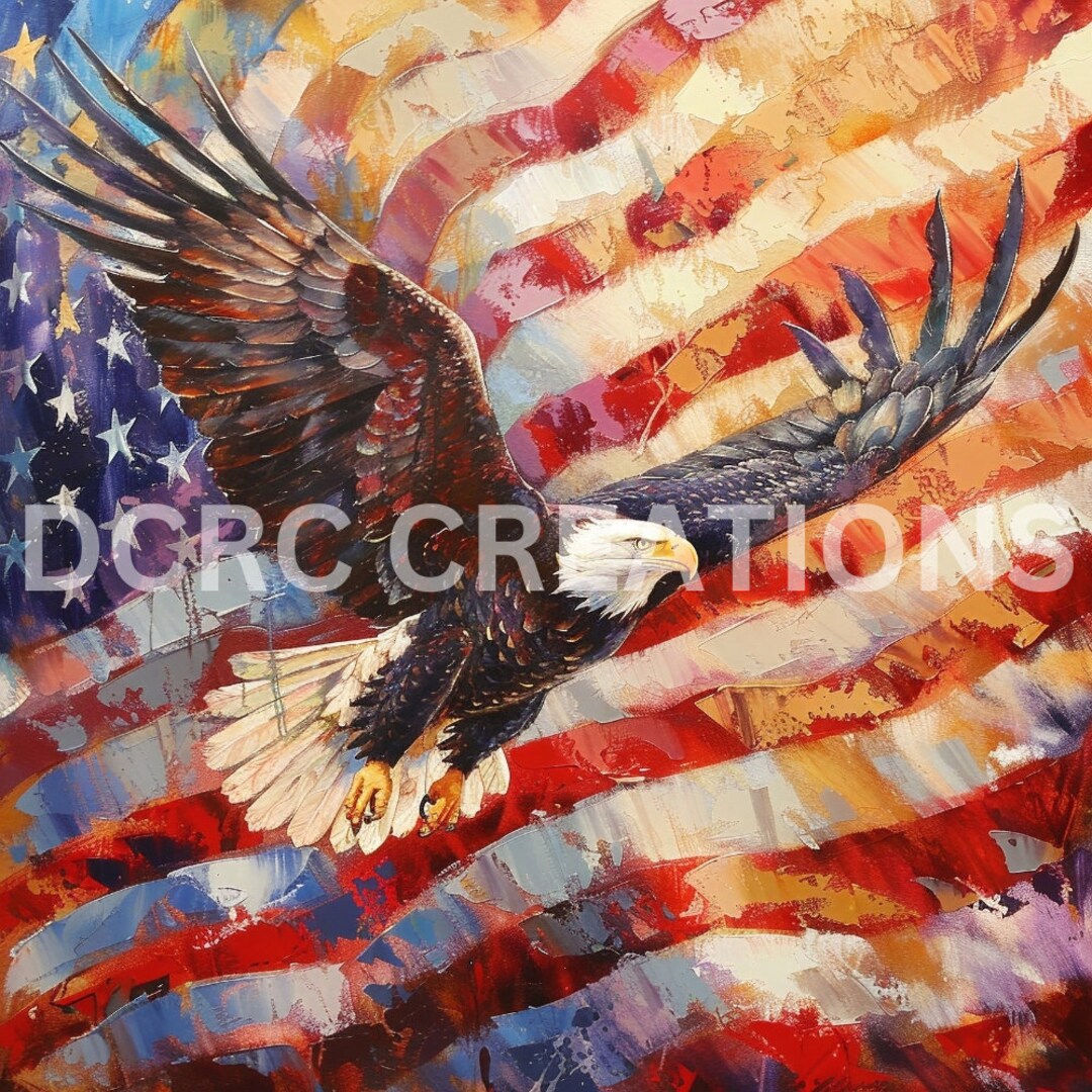 Patriotic Bald Eagle American Flag Print/symbolizing Patriotic Pride ...