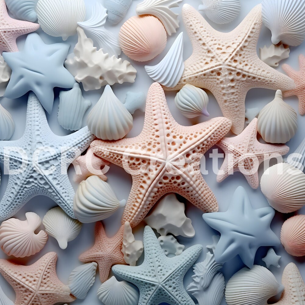 Pastel Coral Seashell Pattern Print/seashell Print/beach Lover Gift ...