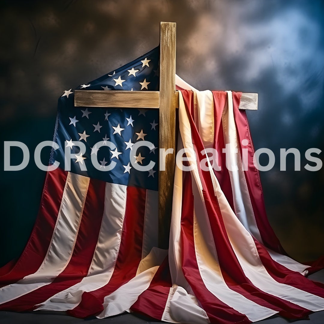 American Flag Draped Over Christian Cross Print/patriotic/christian ...