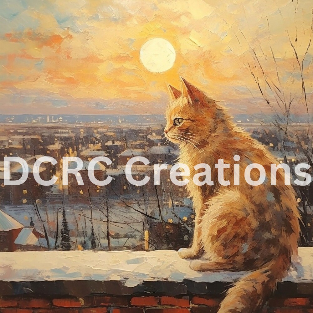 Impressionist Cat Oil Painting Digital Print/cat/cat Lover Gift/cat ...
