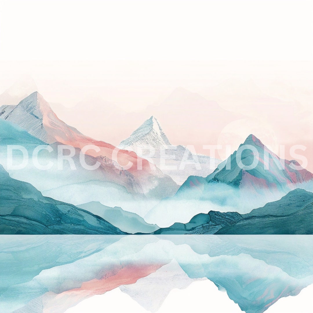 Serene Mountain Pastel Print/pastel Mountain Lake Print/mountain Lake ...
