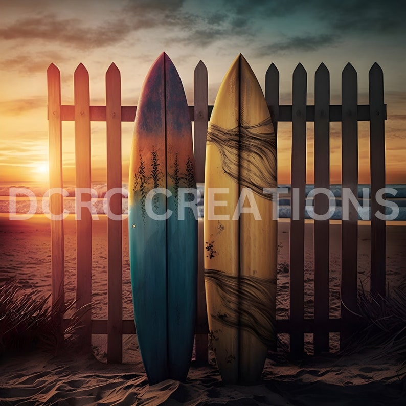 Two Surfboards on a Sunset Beach Print/beach Lover Gift/surf Lover Gift ...