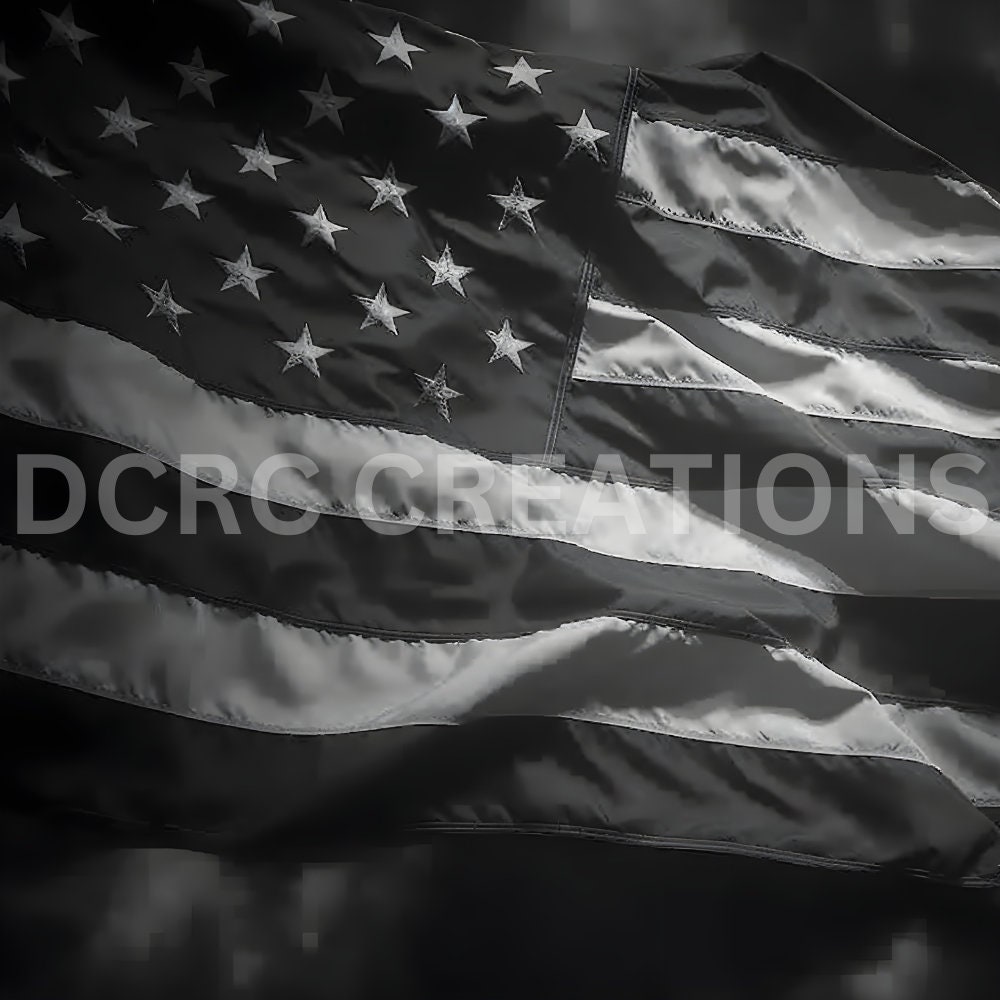 Grayscale American Flag Print/patriotic American Flag Print/patriotic ...