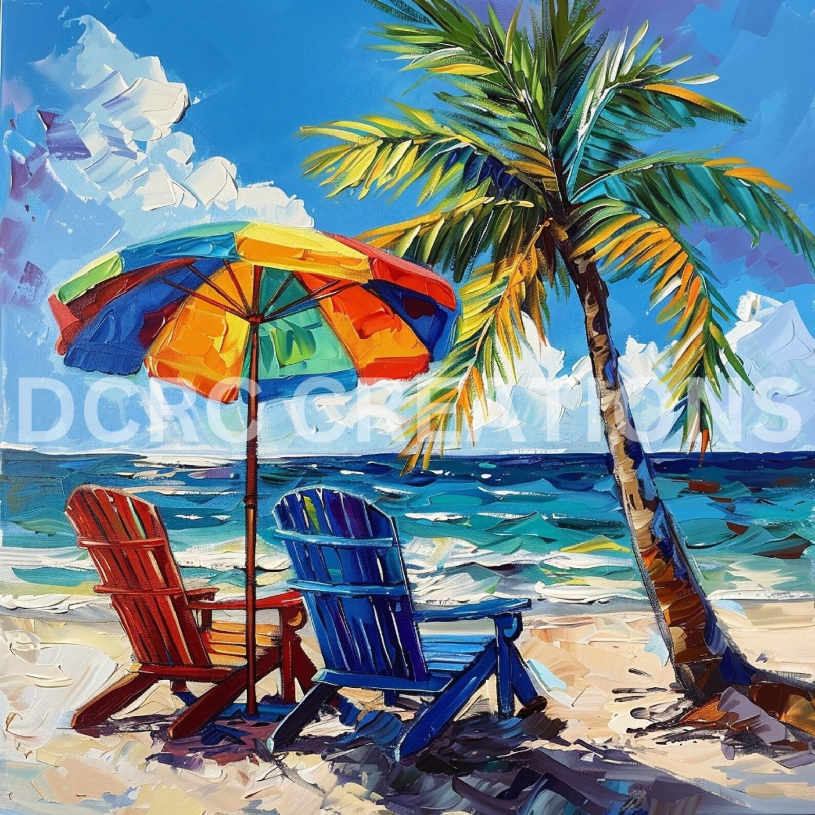 Summer Beach Day in the Caribbean Print/tropical Beach Chair Ocean ...