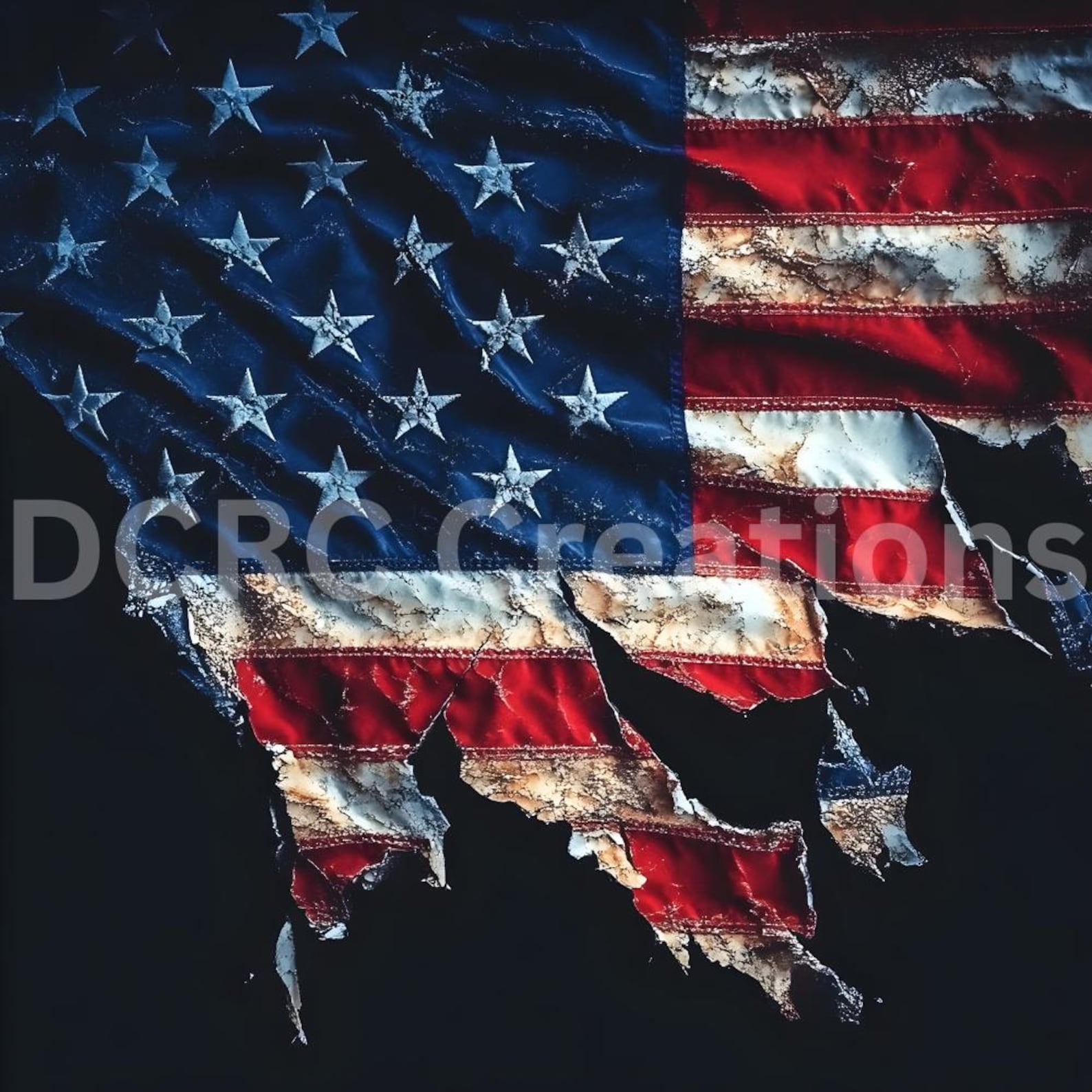 Worn and Weathered American Flag Print/ Battle Worn American Flag Print ...