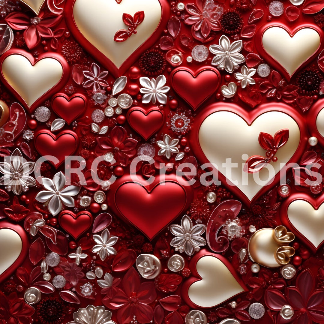 Decorative Valentine's Day Heart Collage Print/heart Collage Print/red ...