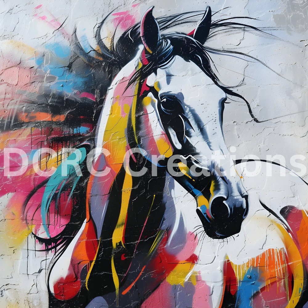 Painted Graffiti Wall of a Horse Print/graffiti Art/graffiti Horse ...