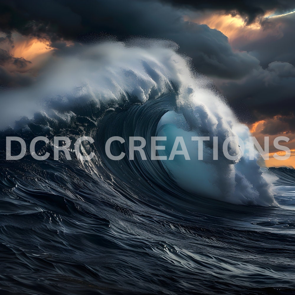 Stunning Large Cresting Wave Under a Dark Gray Sky/ocean Wave Print ...
