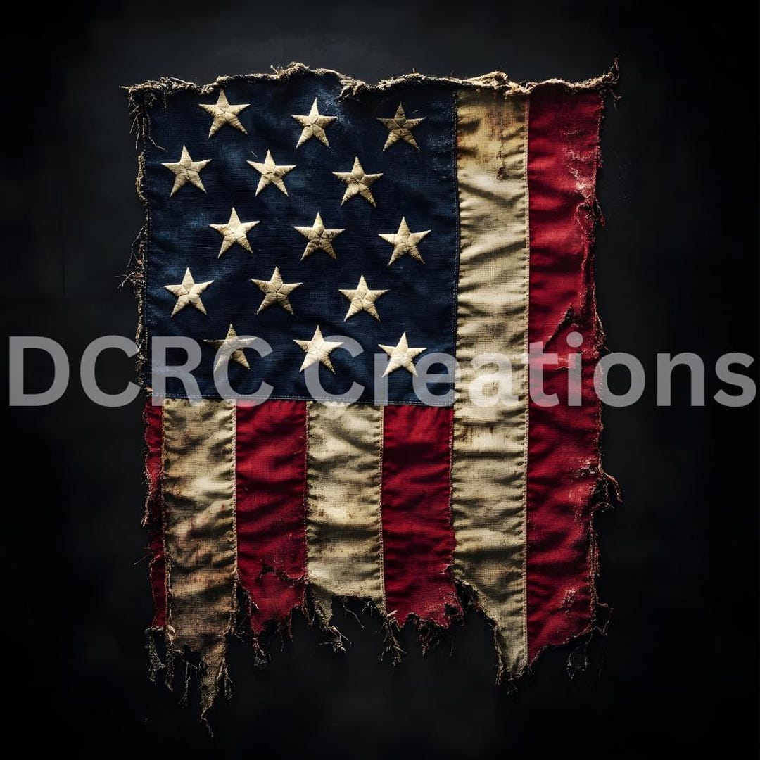 Weathered and Frayed American Flag Print/patriotic Frayed American Flag ...
