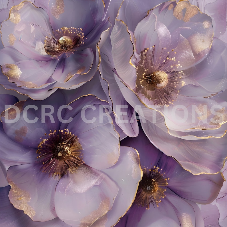 Soft Purple Flowers With Gold Accents Print/flower Print/floral ...