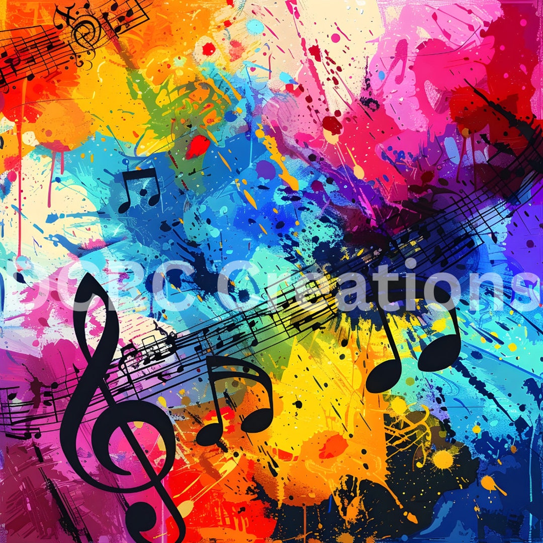 Colorful Music Themed Abstract Print/music Lover Gift/colorful Music ...