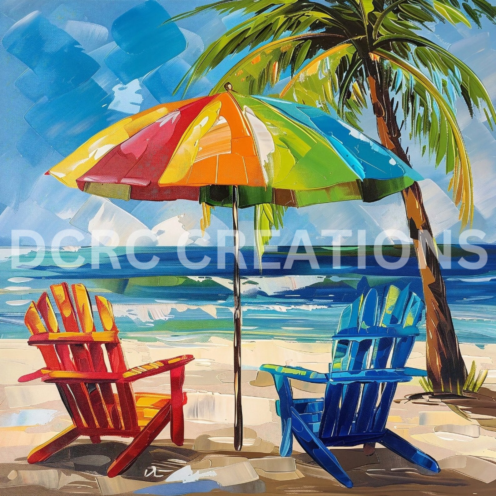 Summer Beach Day in the Caribbean Print/tropical Beach Chair Ocean ...
