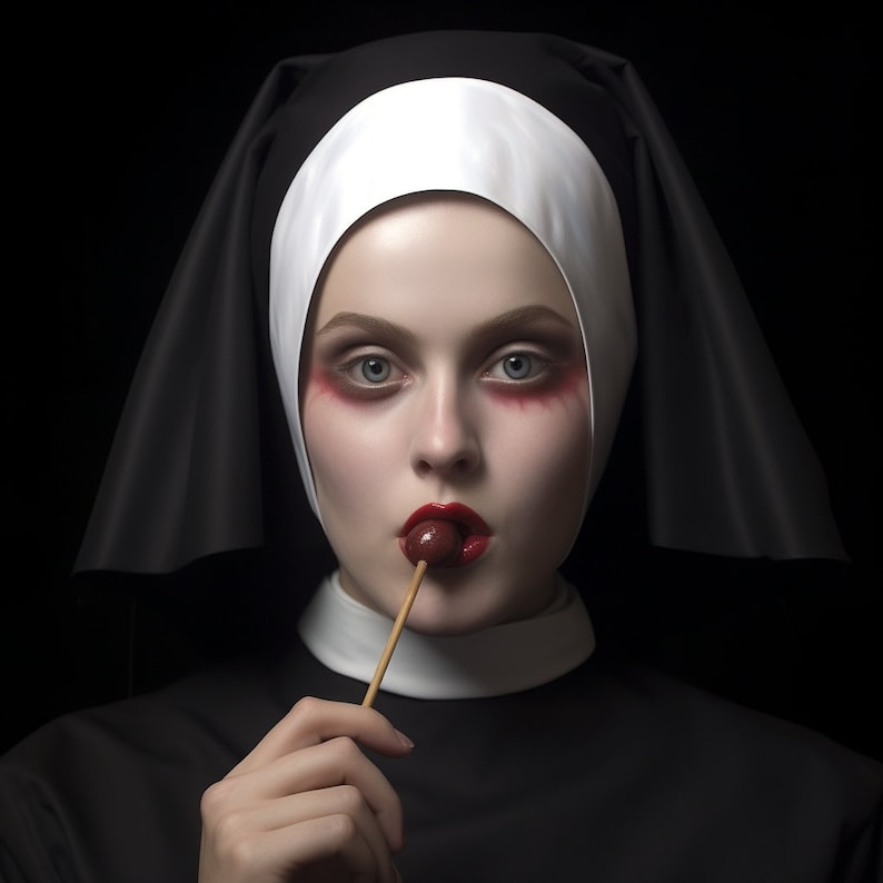 Candy Nun Printable Art Sexy Nun Gothic Wall Art Dark Home Decor Etsy