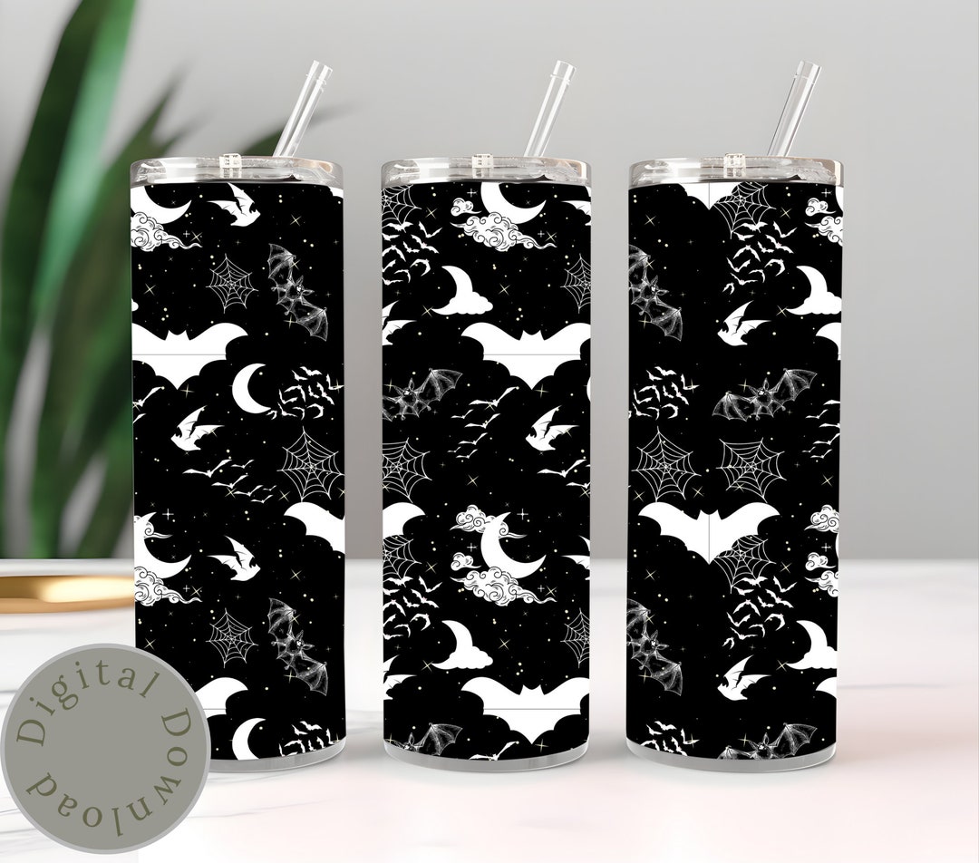 Black and White Bats Sublimation Tumbler Wrap Printable File - Etsy