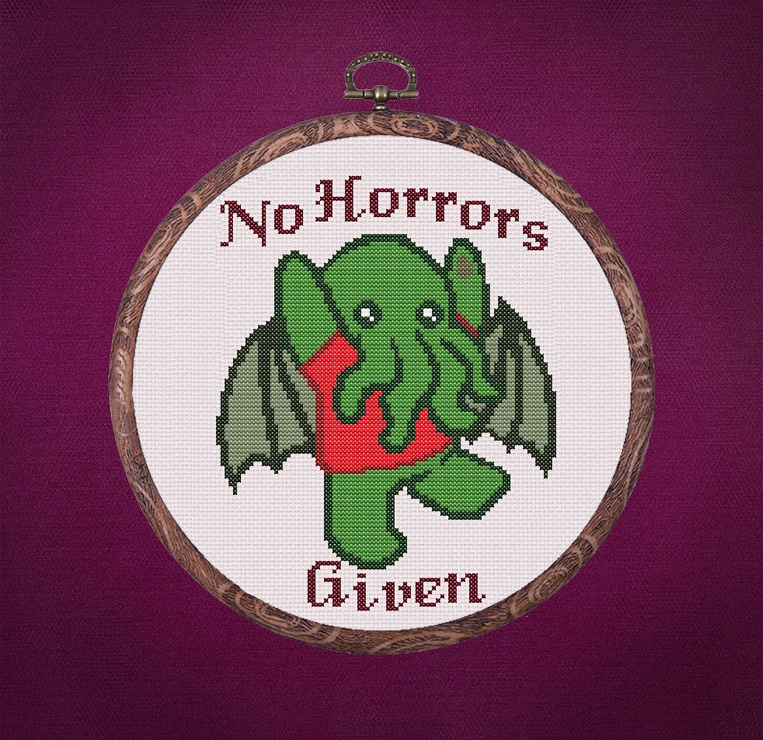 No Horrors Given Cthulhu Horror Cross Stitch Pattern PDF - Etsy