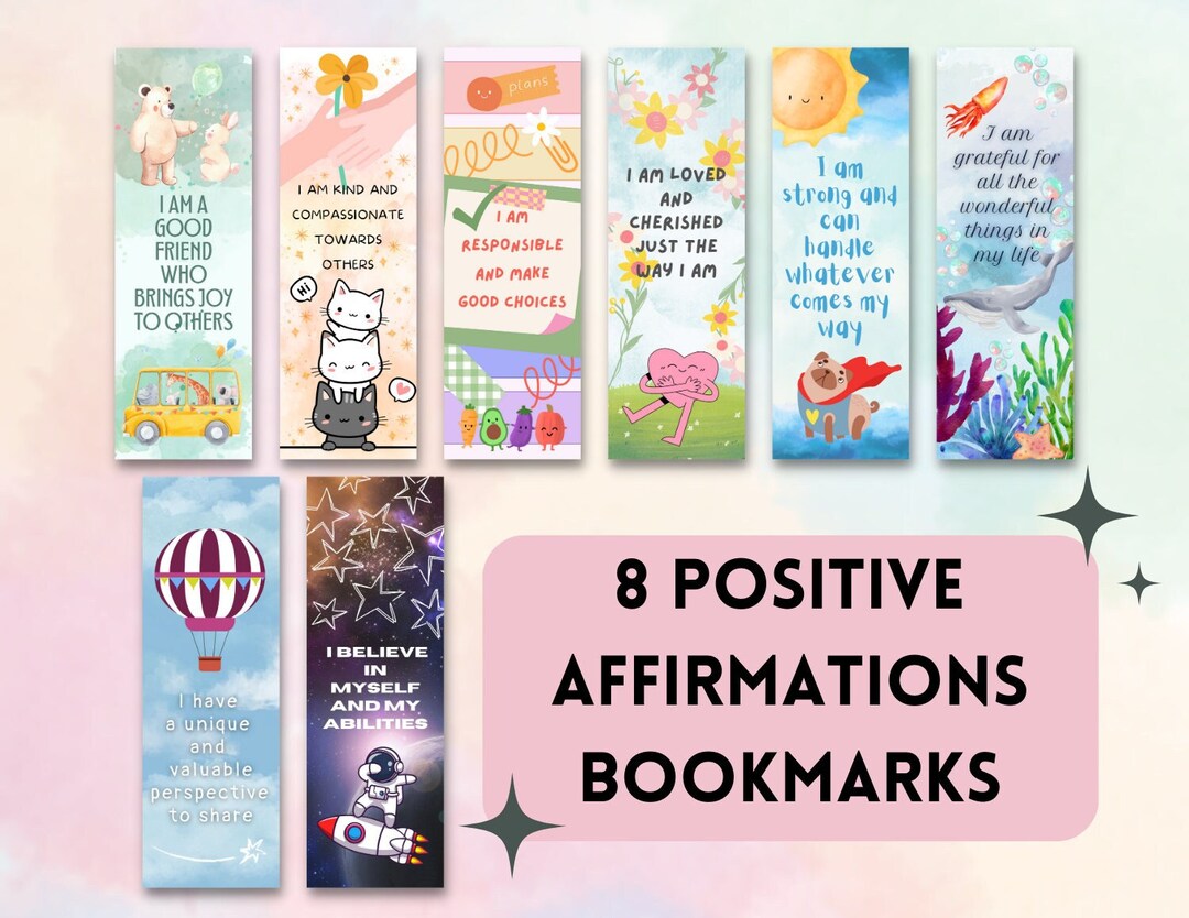 Positive Affirmations Bookmarks for Kids - Etsy