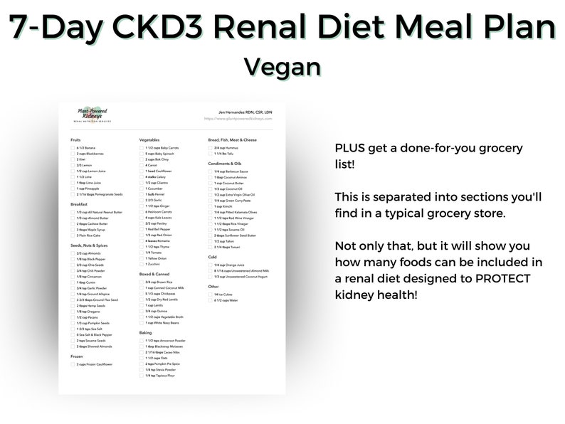CKD3 Vegan Renal Diet Meal Plan 7 Full Days Grocery List Etsy ckd3-vegan-renal-diet-meal-plan-7-full-days-grocery-list-etsy